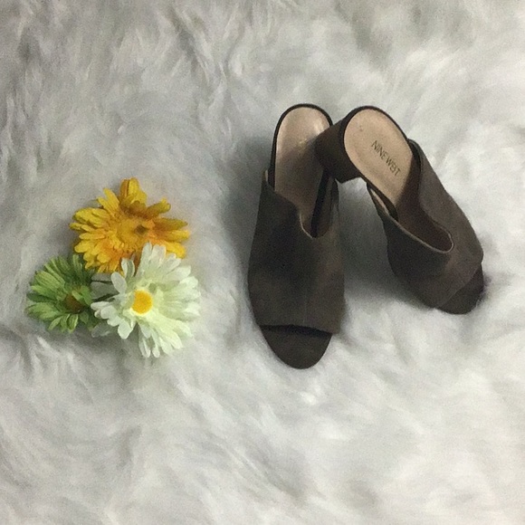 Nine West | Shoes | Nine West Suede Open Toe Block Heel Mules | Poshmark